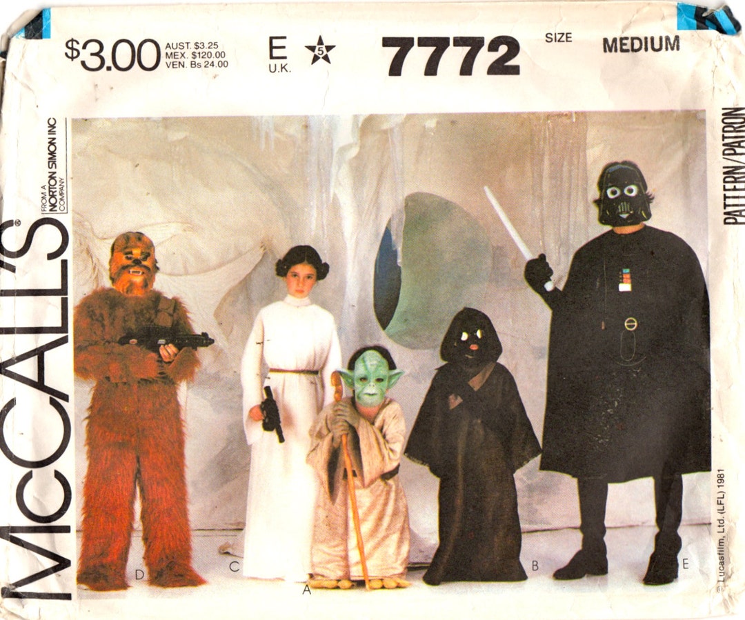 Mccalls 7772 1980s Boys Girls STAR WARS Costume Pattern Childs Vintage ...