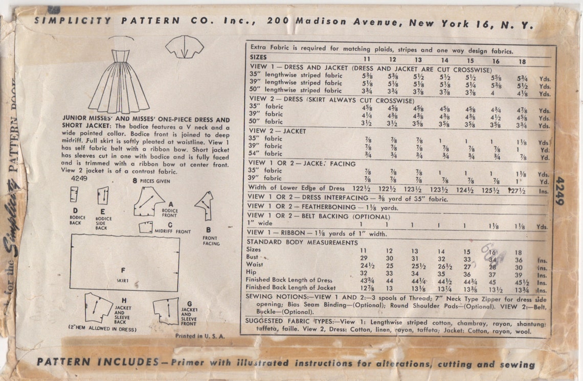 Simplicity 4249 1950s Jr Misses Halter Sun Dress and Bolero | Etsy