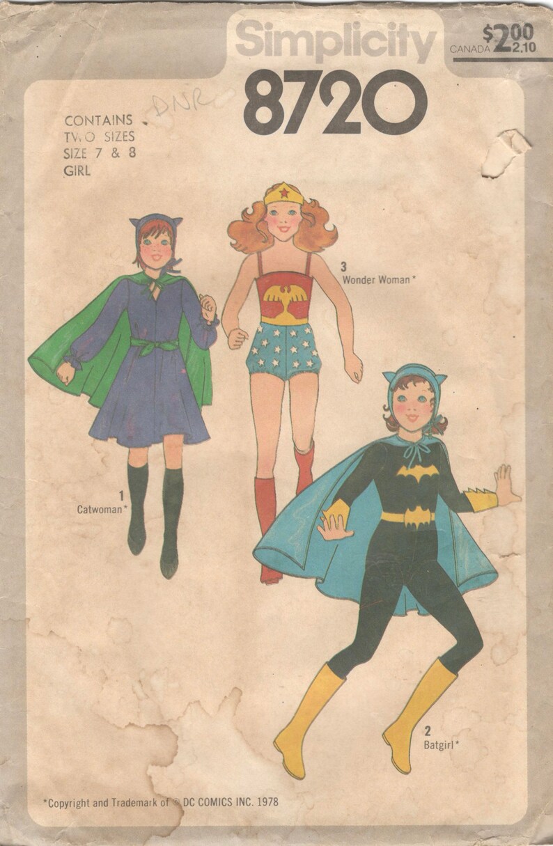 1970s Simplicity 8720 Childs Superheros Costume Catwoman - Etsy