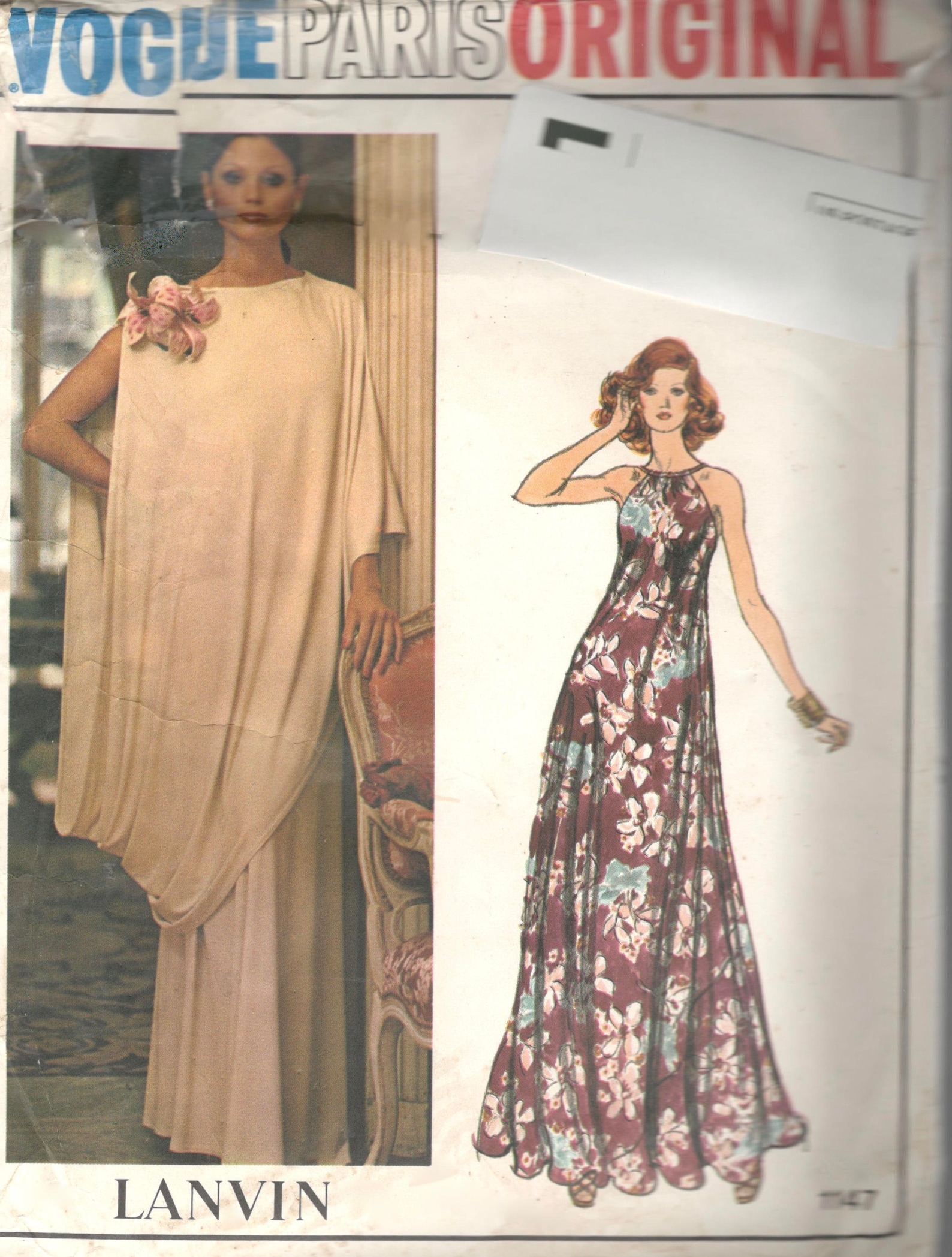 Vogue 1147 1970s Misses Evening Halter Dress Gown Pattern Toga Pattern ...