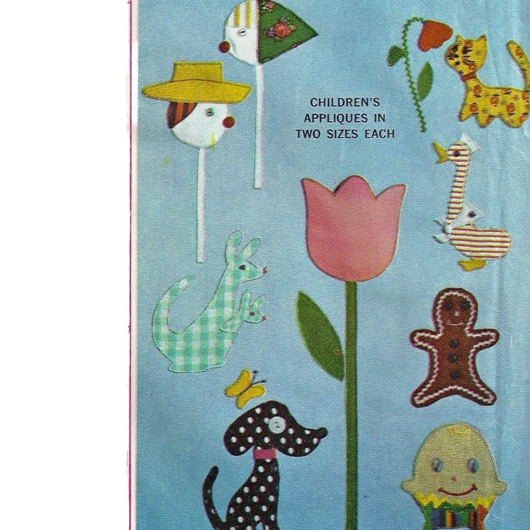 Simplicity 6259 1960s Playful Applique Transfers for Clothing and ...