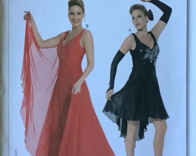 Burda 7879 Ballroom Dance Dress Pattern Bodysuit to Skirt Shaped Hem ...