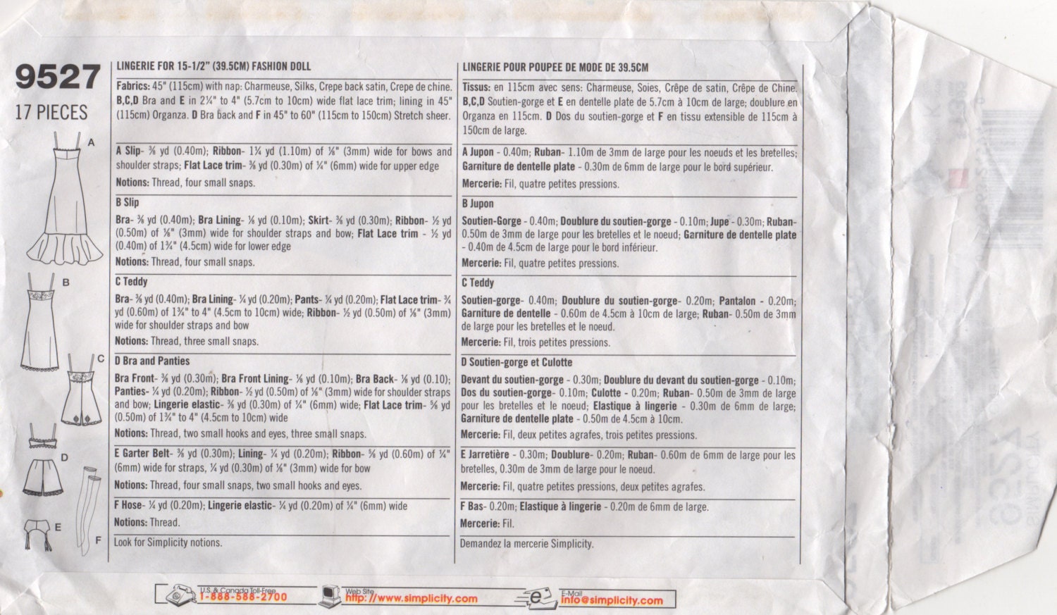 Simplicity 9527 Sexy Doll Lingerie Pattern Couturier Fashion - Etsy