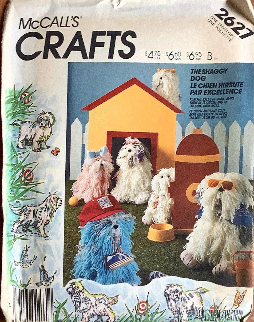 Mccalls 2627 Shaggy Dog Sewing Pattern Floppy Ear Sheepdog Sizes 13 and ...