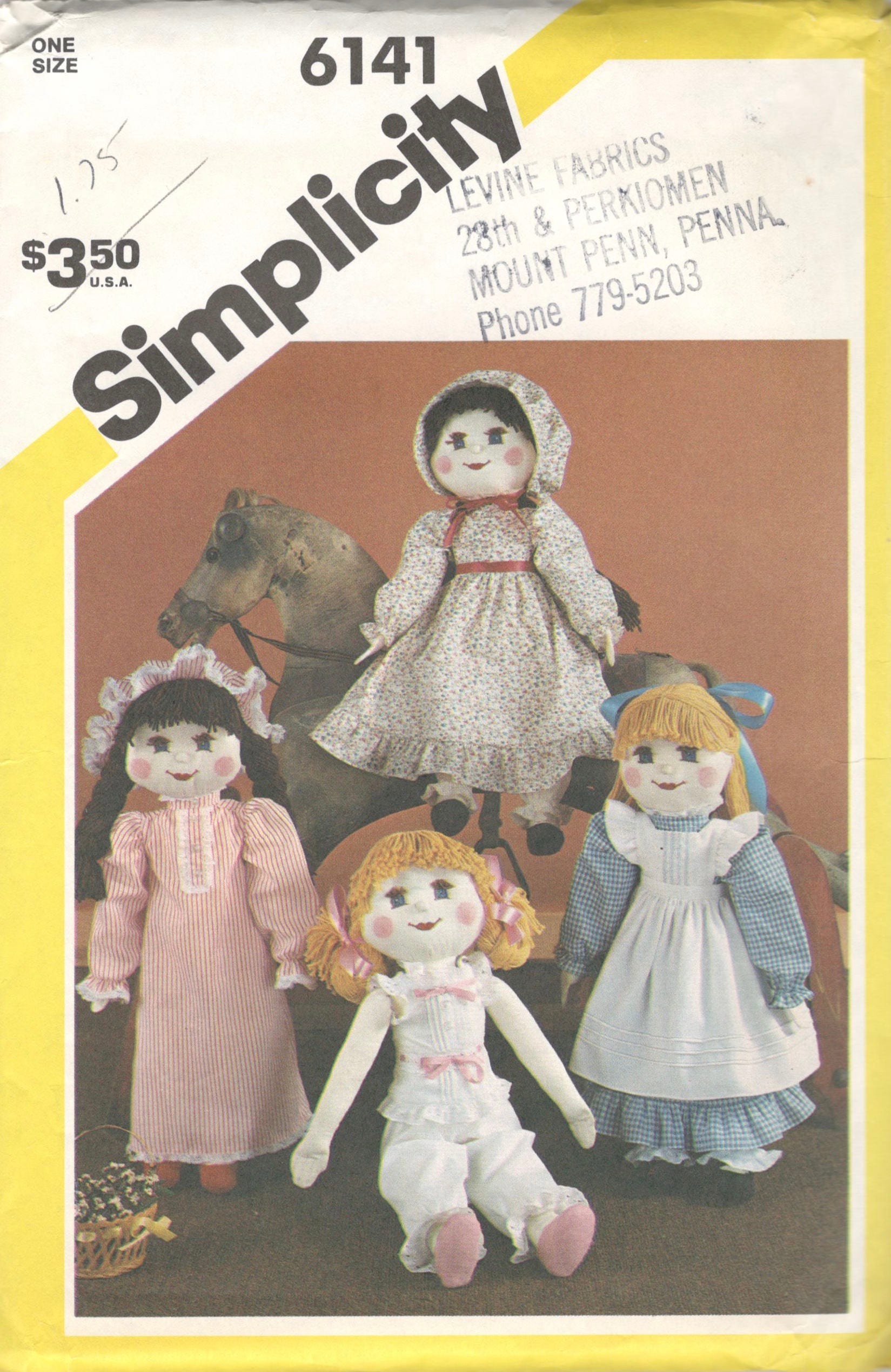 Simplicity 6141 1980s Rag Doll and Doll Clothes Pattern 21 | Etsy