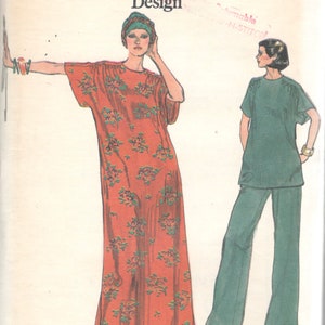 Vogue 9713 1970 Misses Caftan Tunic Top Pull on Pants Pattern Kimono ...