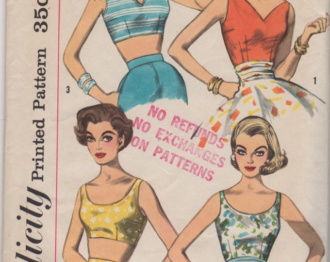 Simplicity 2118 1950s Misses Bra Top Blouse Pattern Womens Vintage ...