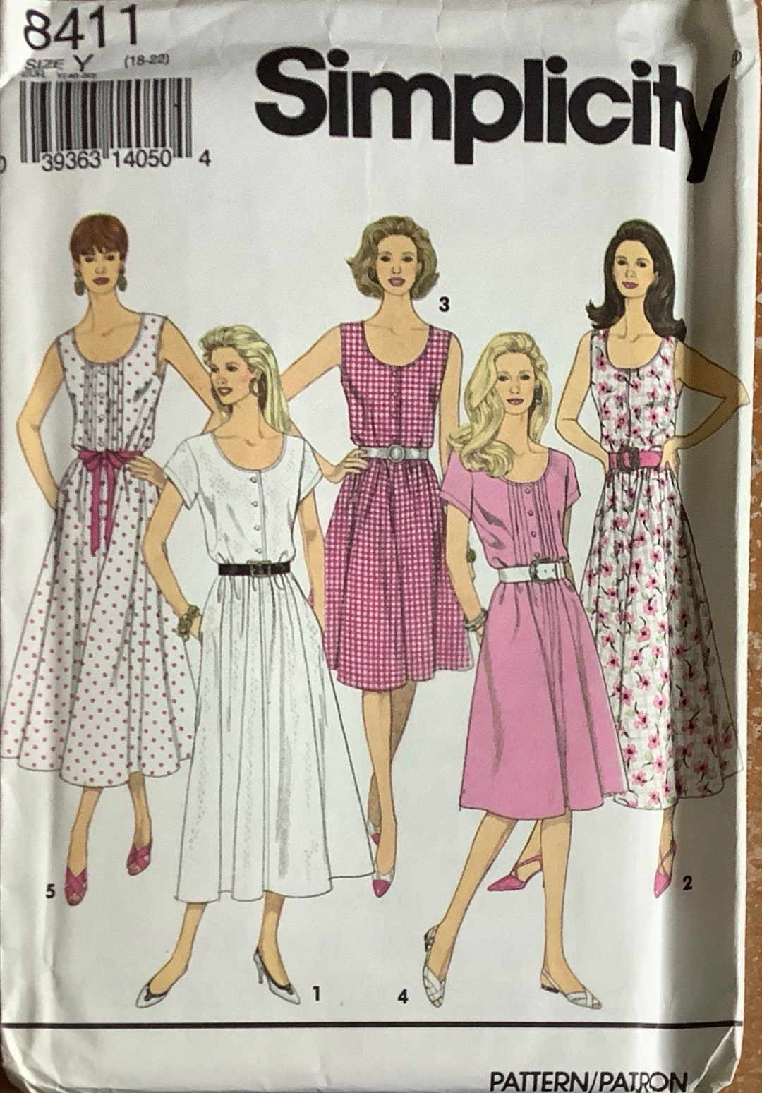 Simplicity 8411 Misses Spring Summer Dress Pattern Scoop Neck Sleeve ...