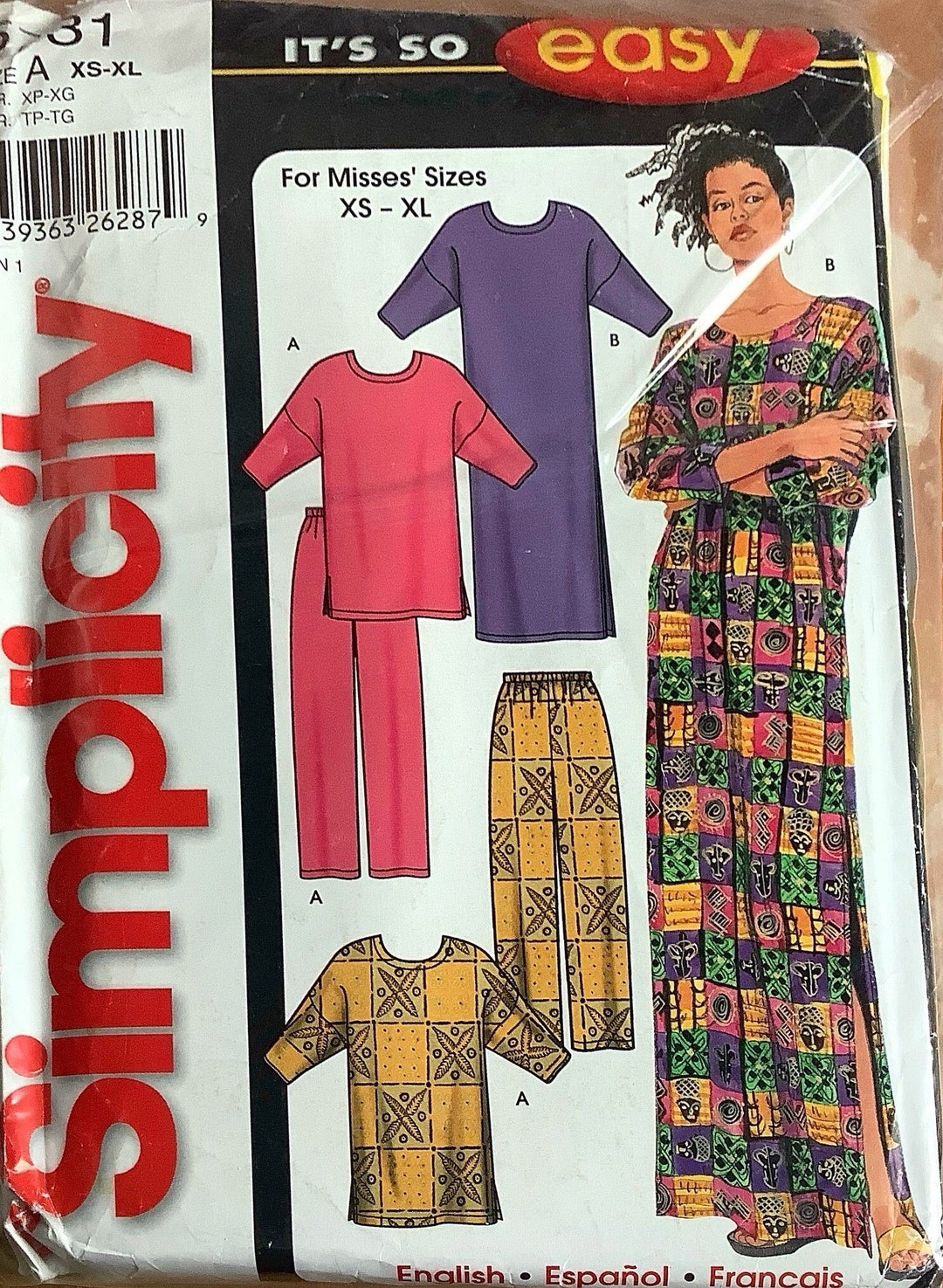 Simplicity 5731 Easy Pullover Lounge Dress Caftan Top and Pants Pattern ...
