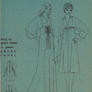 1970s Simplicity 7969 Misses Designer Dress Pattern Angel Sleeves V ...