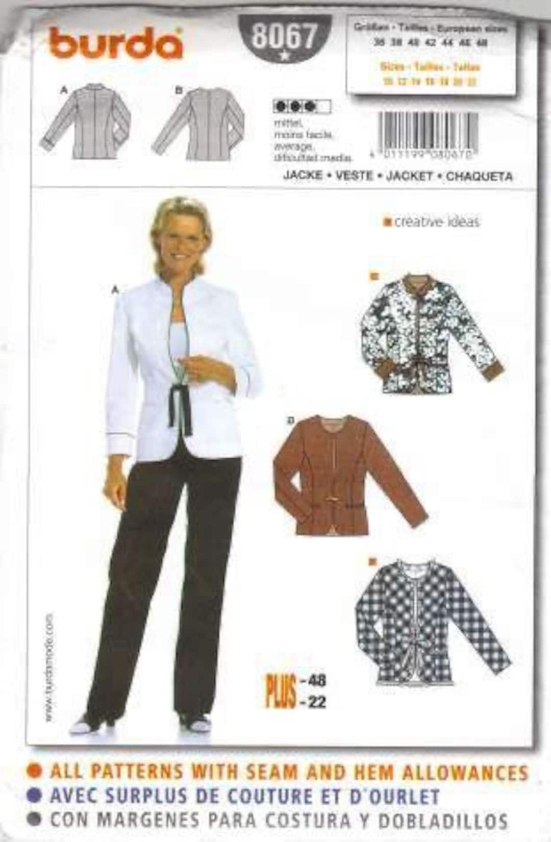 Burda 8067 Womens Jacket Pattern Creative Ideas 1990s Womens Vintage ...
