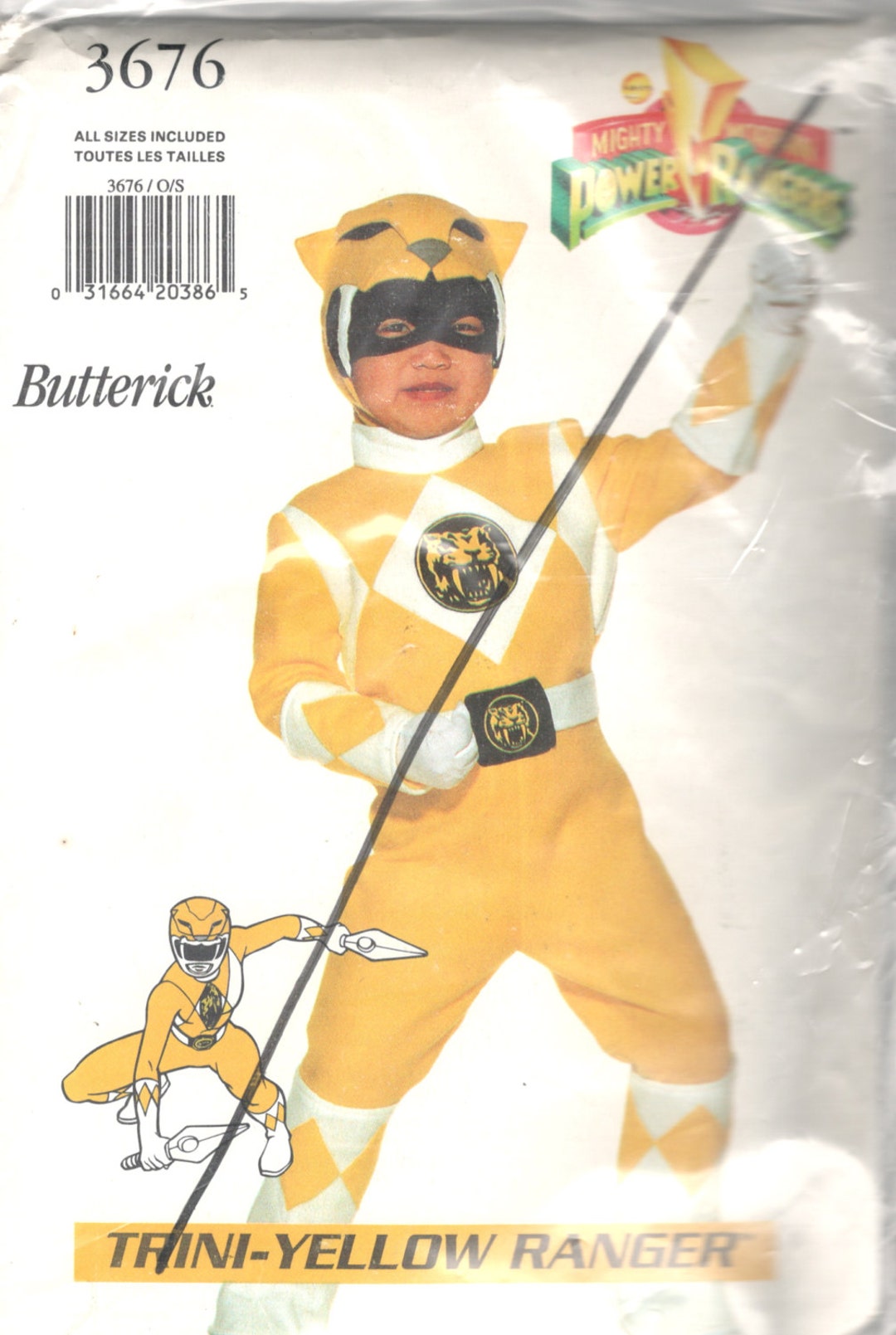 Butterick 3676 Mighty Morphing Trini Yellow Ranger POWER RANGER Costume ...
