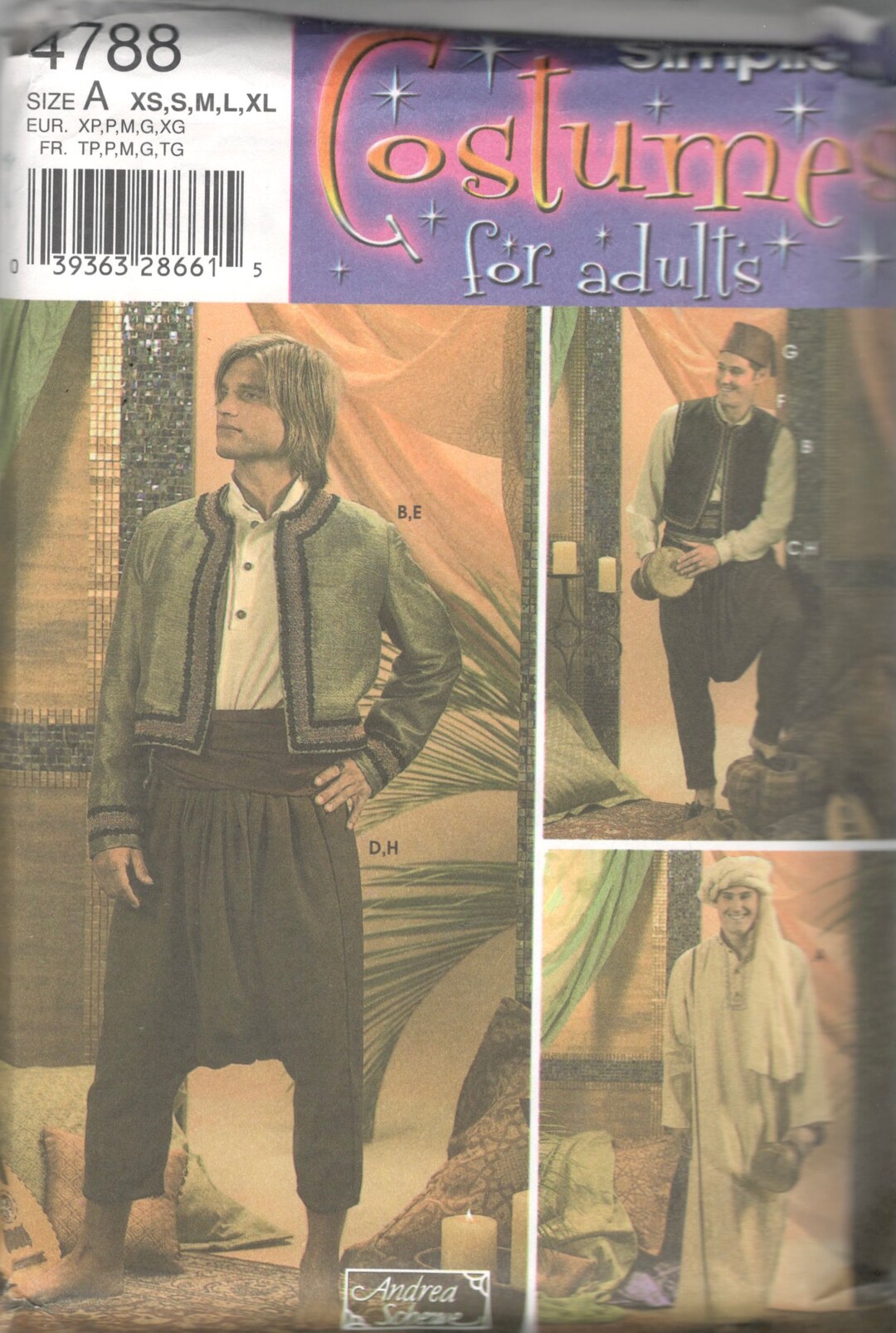 Simplicity 4788 Adult Middle Eastern Costume Pattern Harem Pants Vest ...