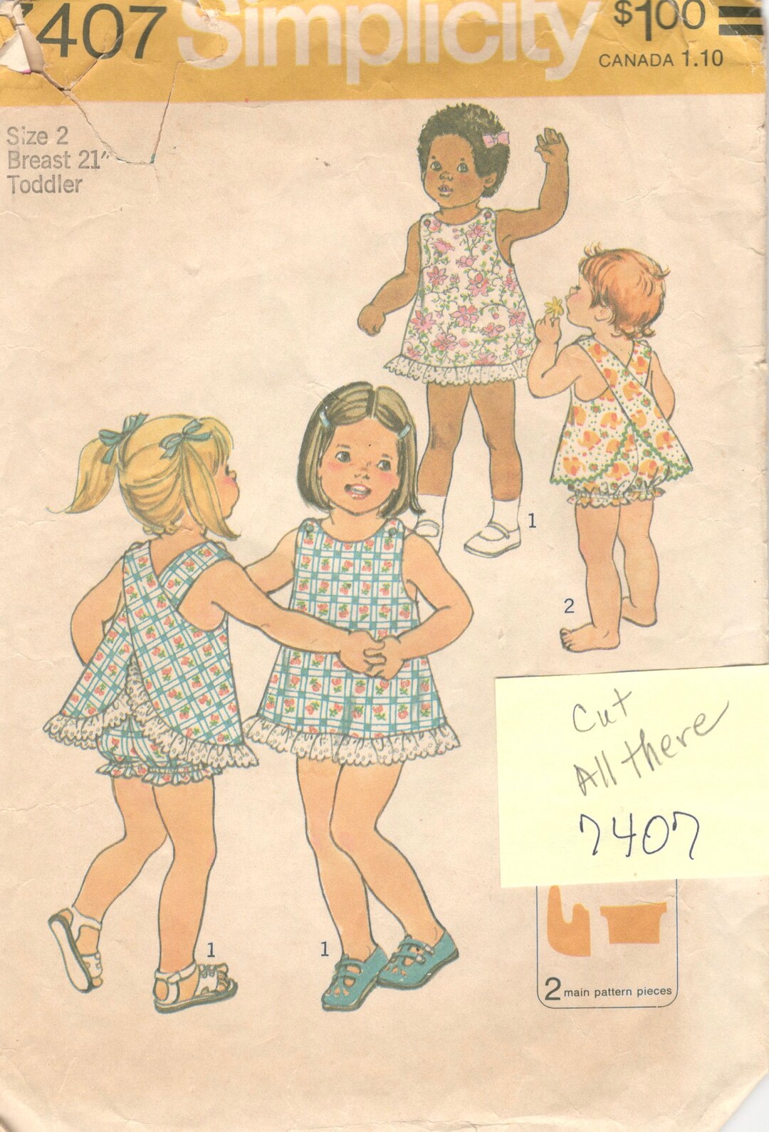 Simplicity 7407 Toddlers Easy Top and Bloomers Pattern Criss Cross ...