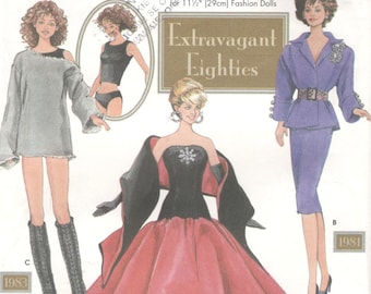 Simplicity 9913 Swinging Sixties Fashion Mod Doll Clothes Pattern 11 1/ ...