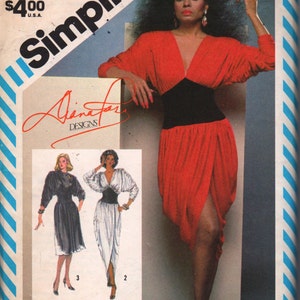 Simplicity 6204 1980s Disco Dress Pattern Corset Midriff Diana Ross ...
