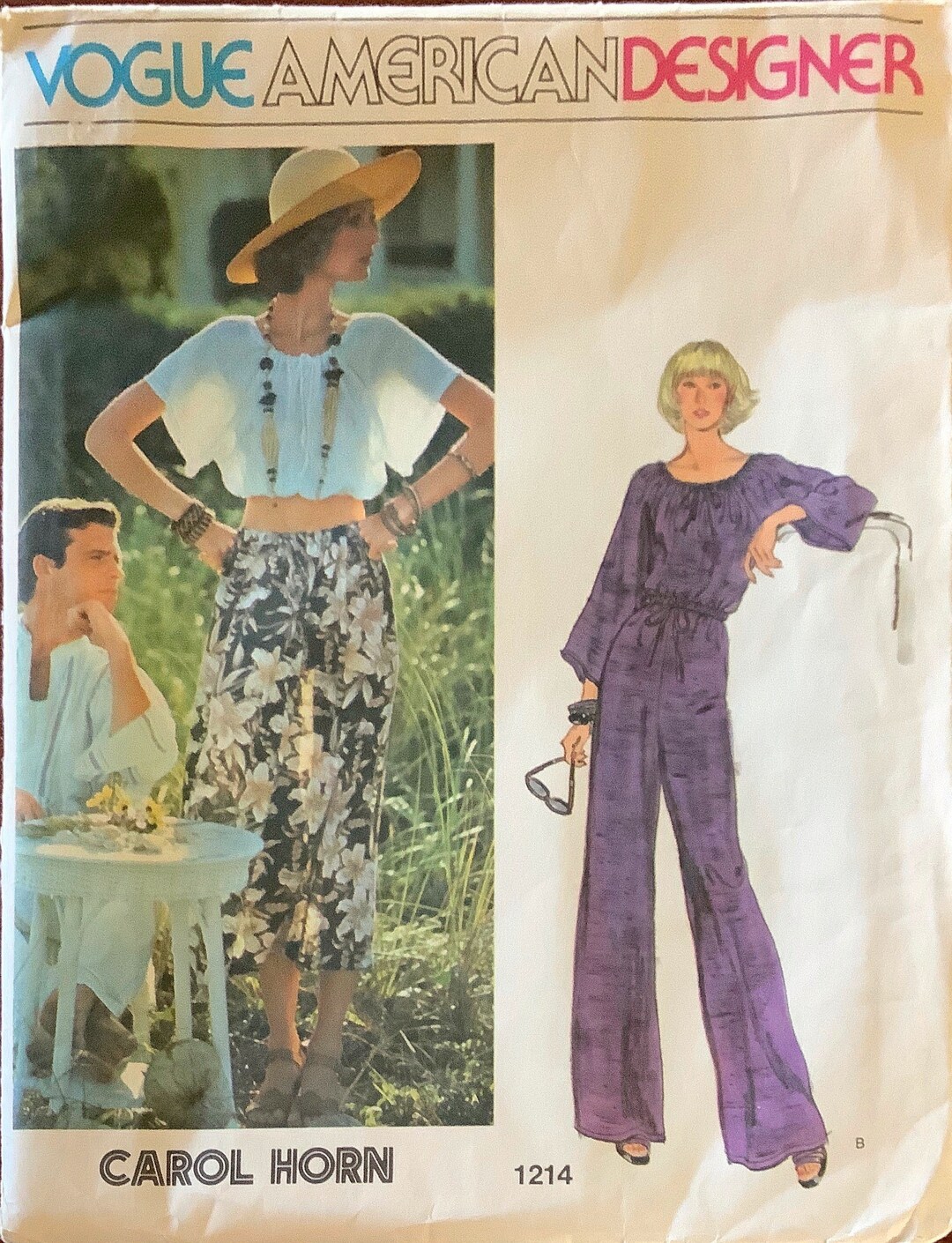 Vogue 1214 1970s Misses Designer Pullover Top Maxi Skirt and Straight ...