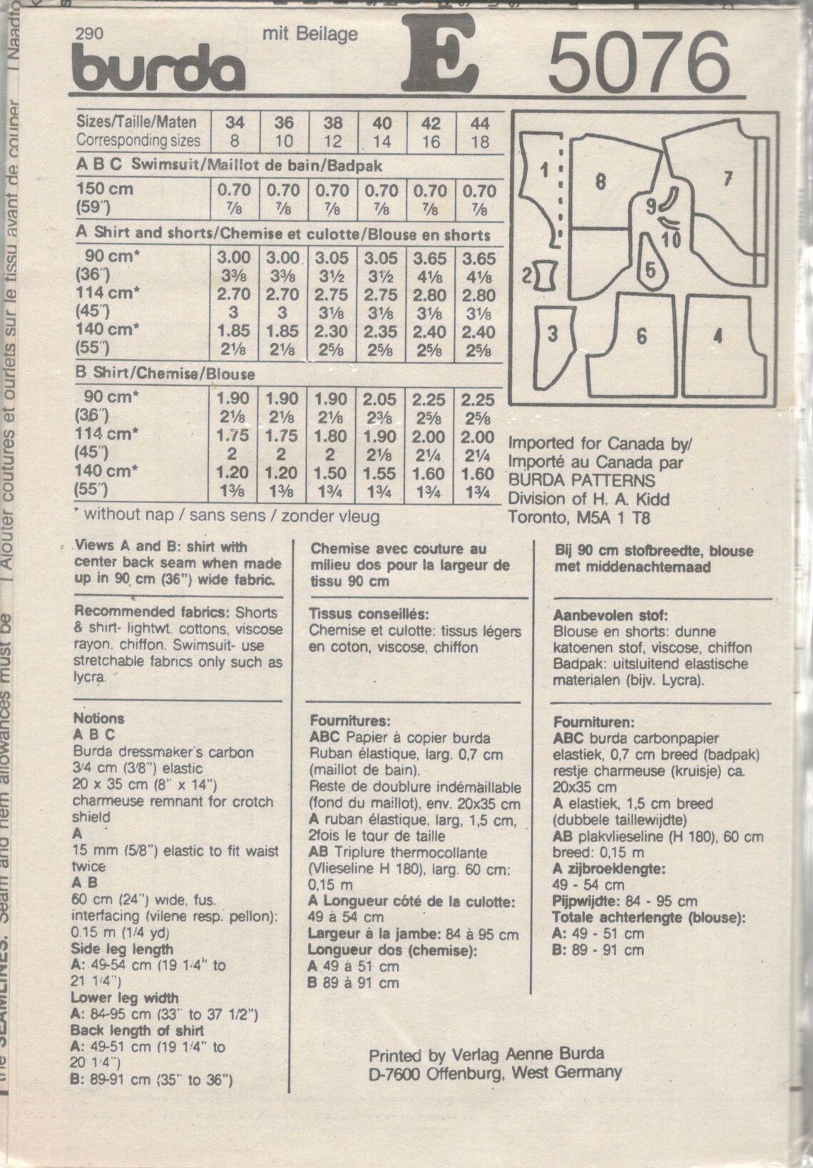 Burda 5076 1980s Misses Halter Swimsuit Wide Leg Shorts Tie Front Top ...