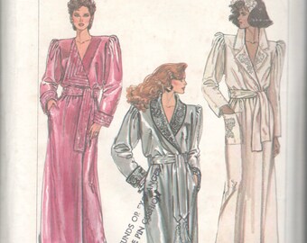 Butterick 4864 1980s EILEEN WEST Misses Nightgown and Robe Pattern ...