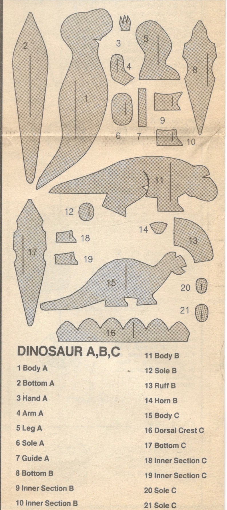 Butterick 5753 455 1980s DINOSAURS Pattern Triceratops - Etsy