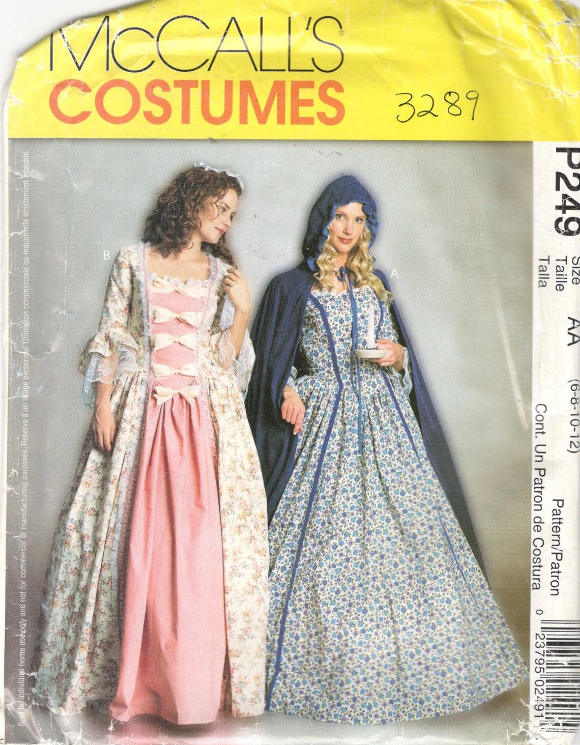 Mccalls 3289 P249 Misses Colonial Costume Pattern Princess - Etsy