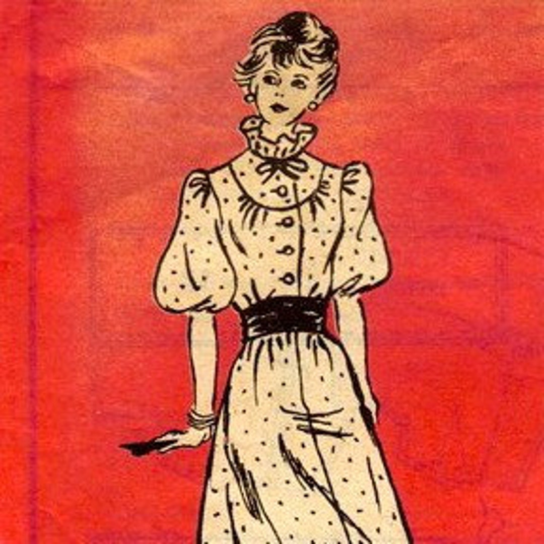 1980s Mail Order 4960 High Collar Dress Pattern Sleeve Options Ruffle ...