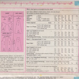 Simplicity 7224 1970s Misses Oriental Jacket Skirt and Pants Pattern ...