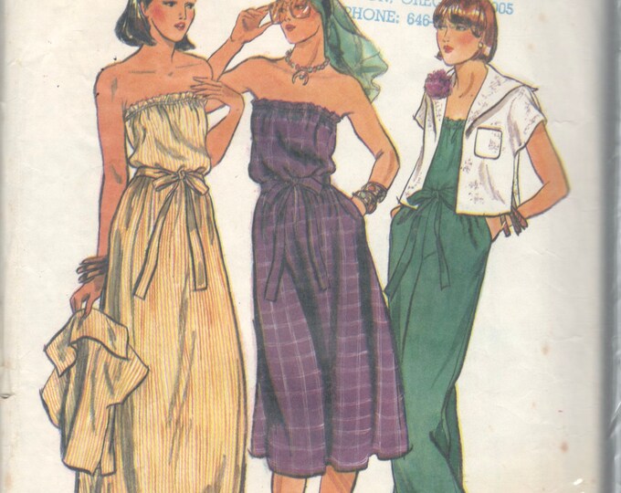 1970s Vogue 9540 Misses STRAPLESS Dress Jumpsuit Sailor Collar Jacket ...