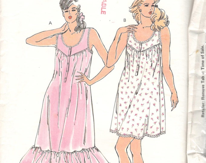 Kwik Sew 1812 1980s Misses Easy Breezy Summer U Neckline Nightgown ...