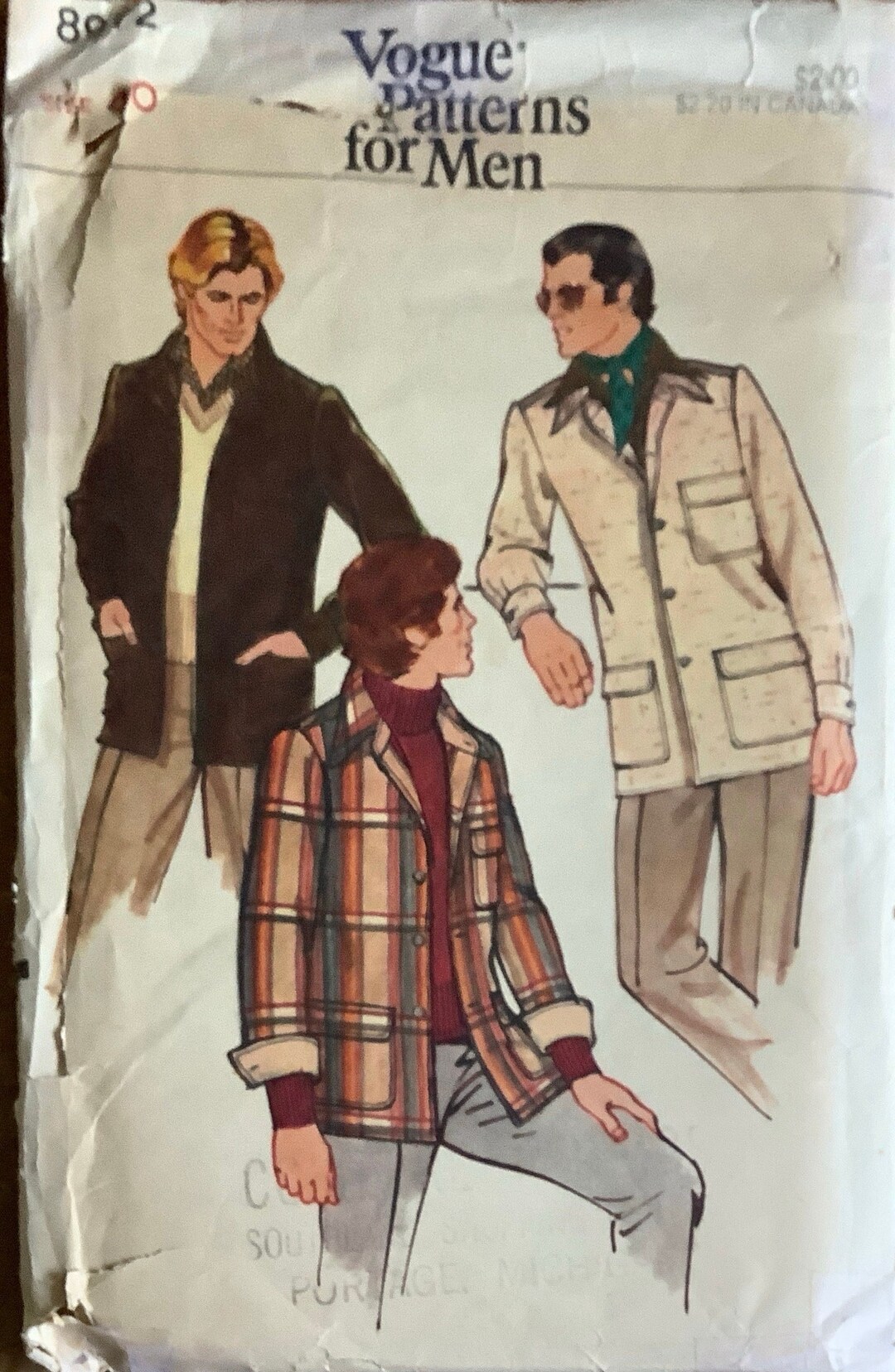 Vogue 8972 1970s Mens Shirt Jacket Pattern Adult Vintage Sewing Pattern ...