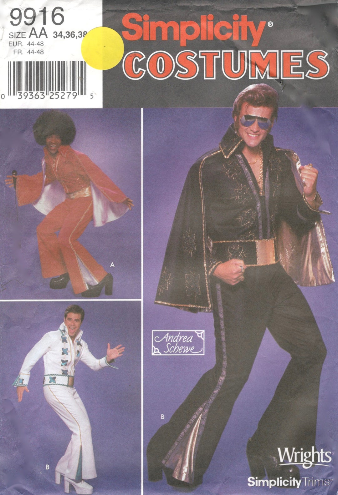 Simplicity 9916 Elvis Jackson 5 Costume Pattern Las Vegas Disco ...