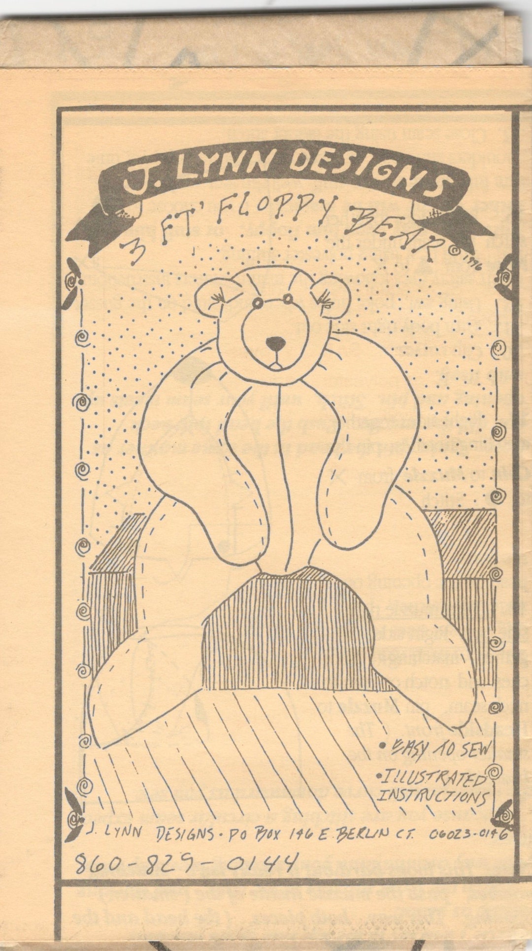 J Lynn Designs 36 Inch Floppy Bear Pattern 3 Foot Stuffed Animal Large ...