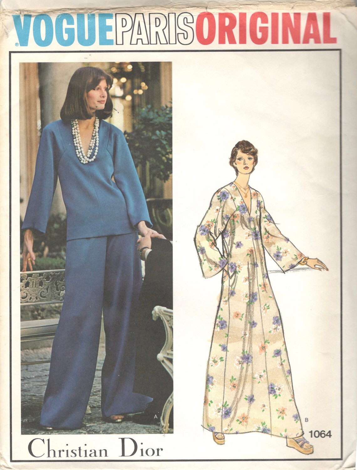 Vogue 1064 1970s Misses Designer Loungewear Pullover Dress Top and ...
