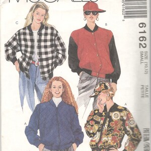 Mccalls 6162 Unlined Bomber Jacket and Hat Pattern Loose Fitting Womens ...