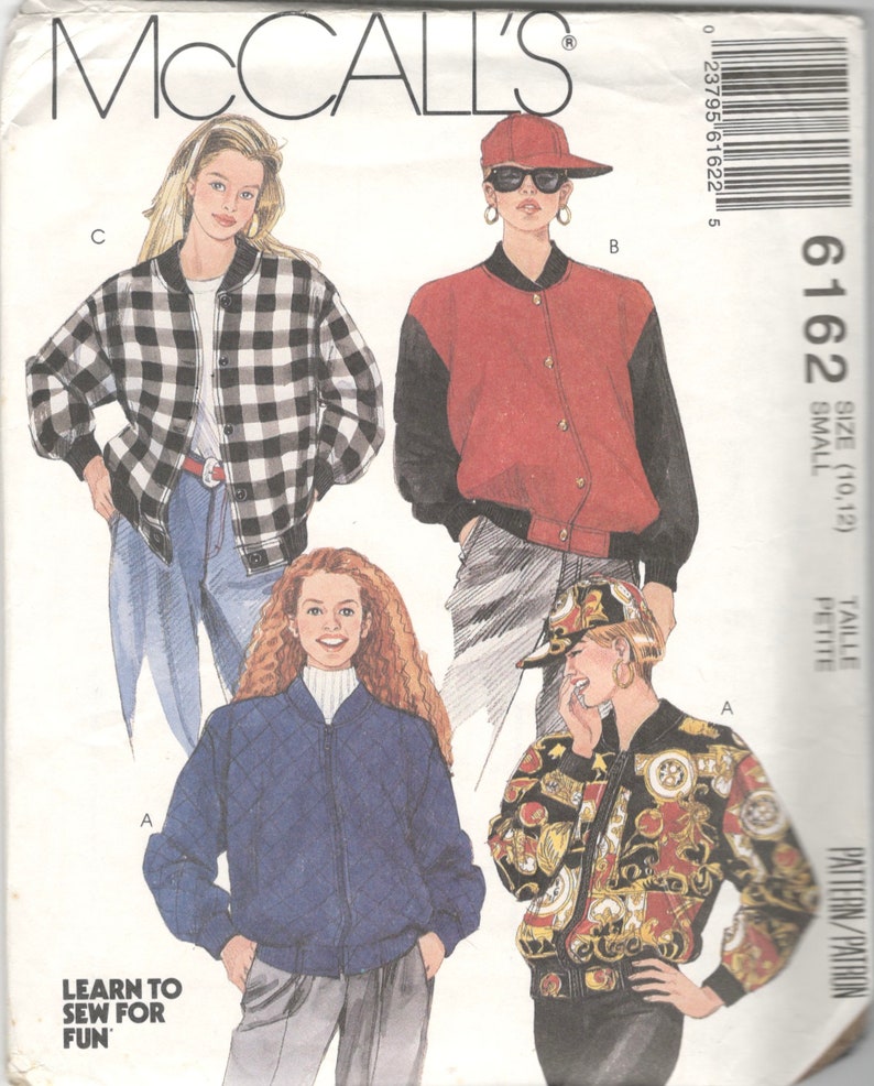 Mccalls 6162 Unlined Bomber Jacket and Hat Pattern Loose Fitting Womens ...