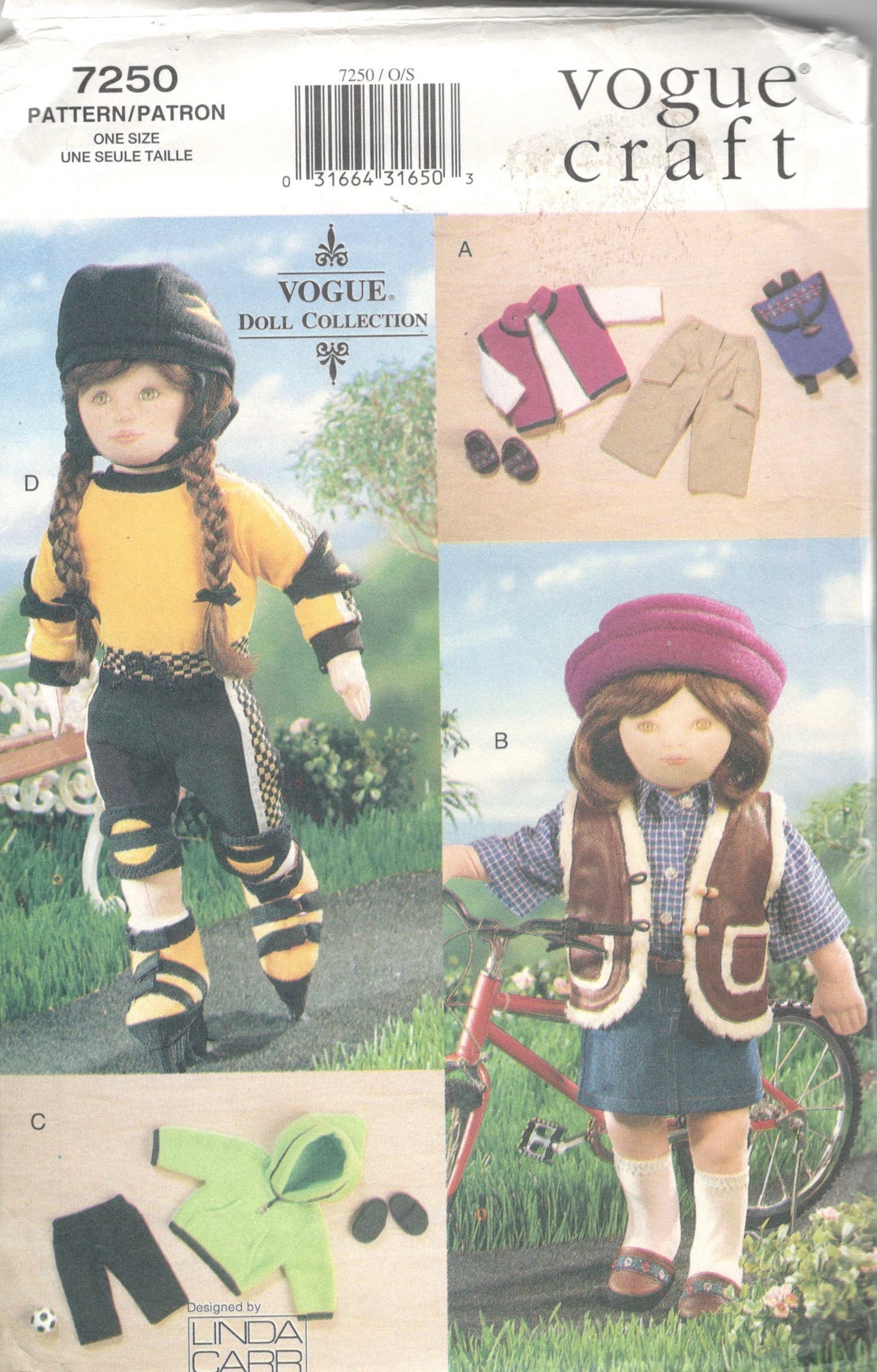 Vogue 7250 711 DOLL CLOTHES Sewing Pattern for 18 Inch Dolls Sportswear ...