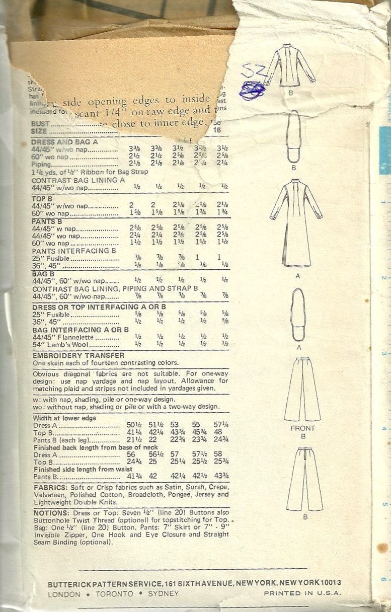 Butterick 4530 Oriental Tubular Dress Top Pants and Bag - Etsy