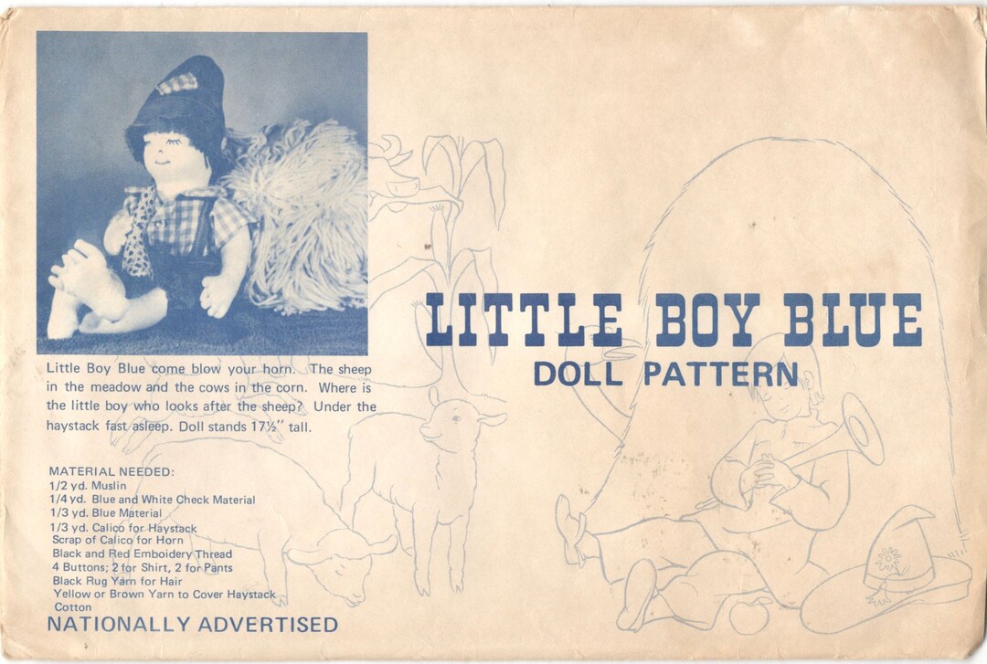 Mail Order Little Boy Blue Doll and Haystack Pattern Vintage Sewing ...
