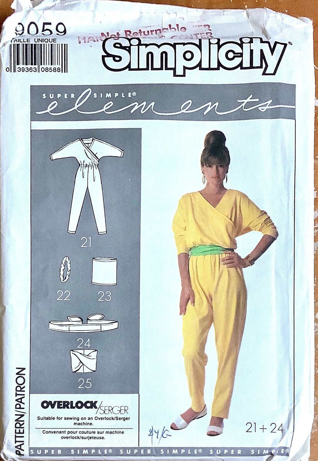 Simplicity 9059 1980s Wrap Bodice Jumpsuit Bandeau Tube Sash Hairband ...