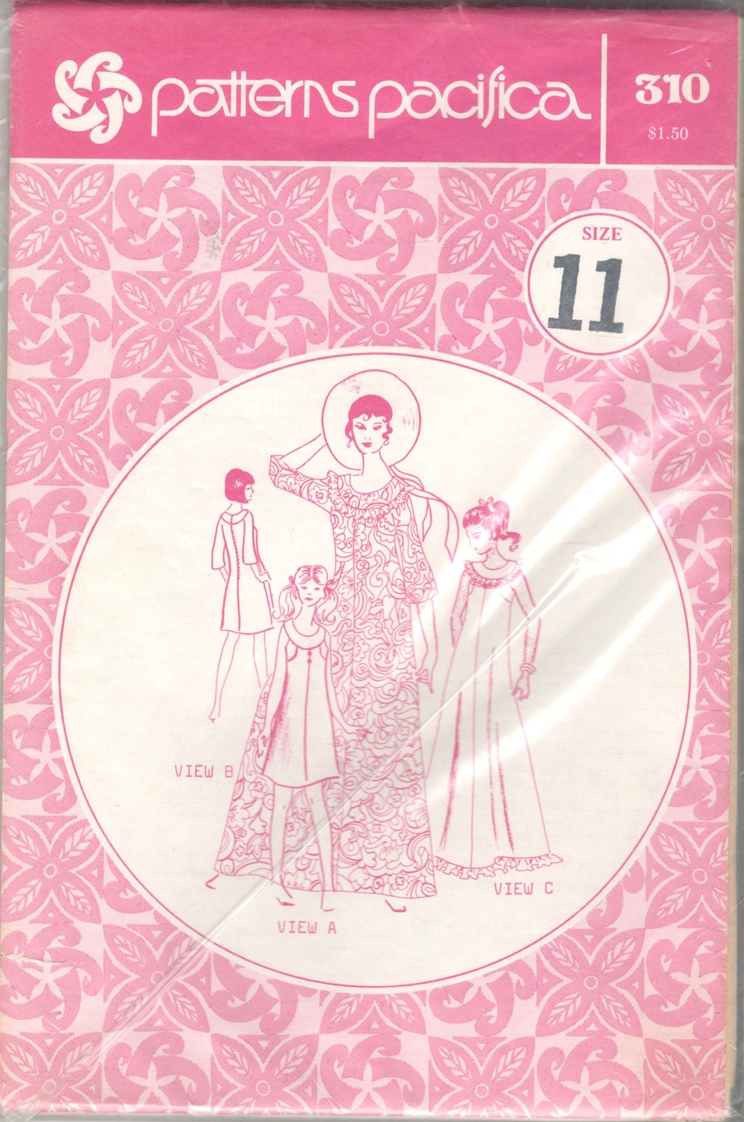 Patterns Pacifica 310 1970s Ring Collar Dress Pattern in Two Lengths ...