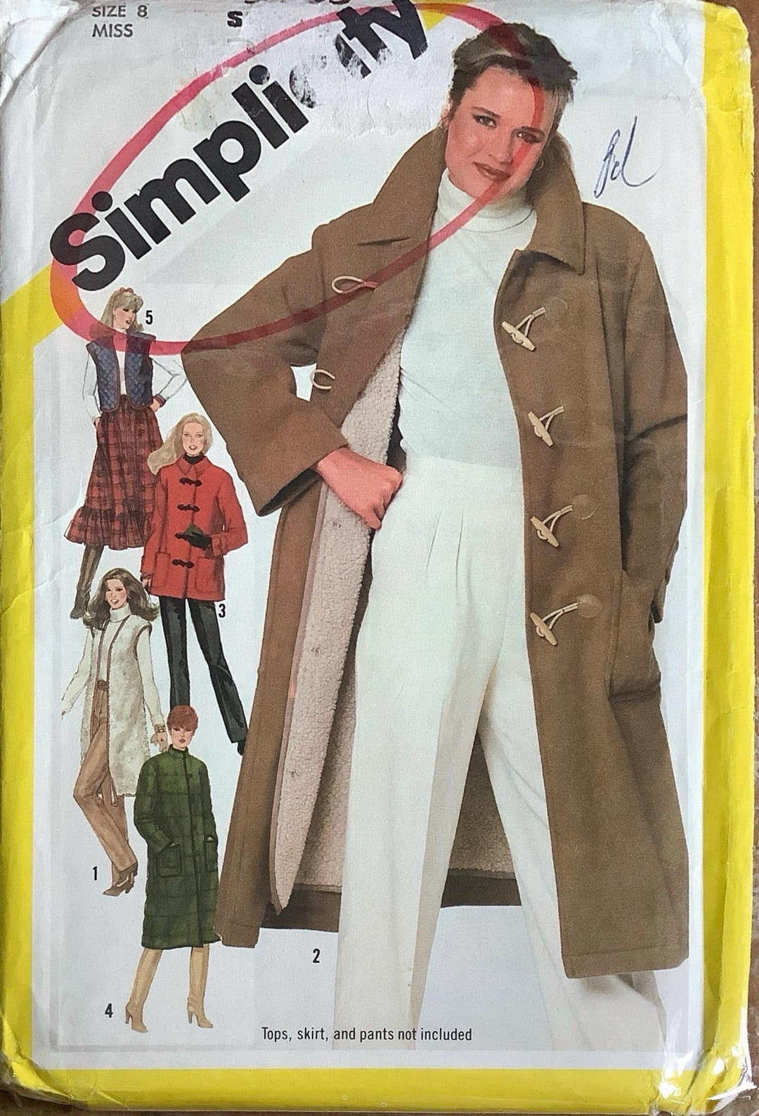 Simplicity 5285 1980s Duffle Toggle Coat Jacket Quilted Coat Vest ...