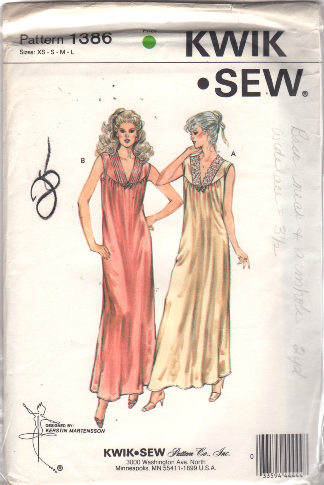 Kwik Sew 1386 1980s Misses Nightgown Pattern Lace Quilted V - Etsy