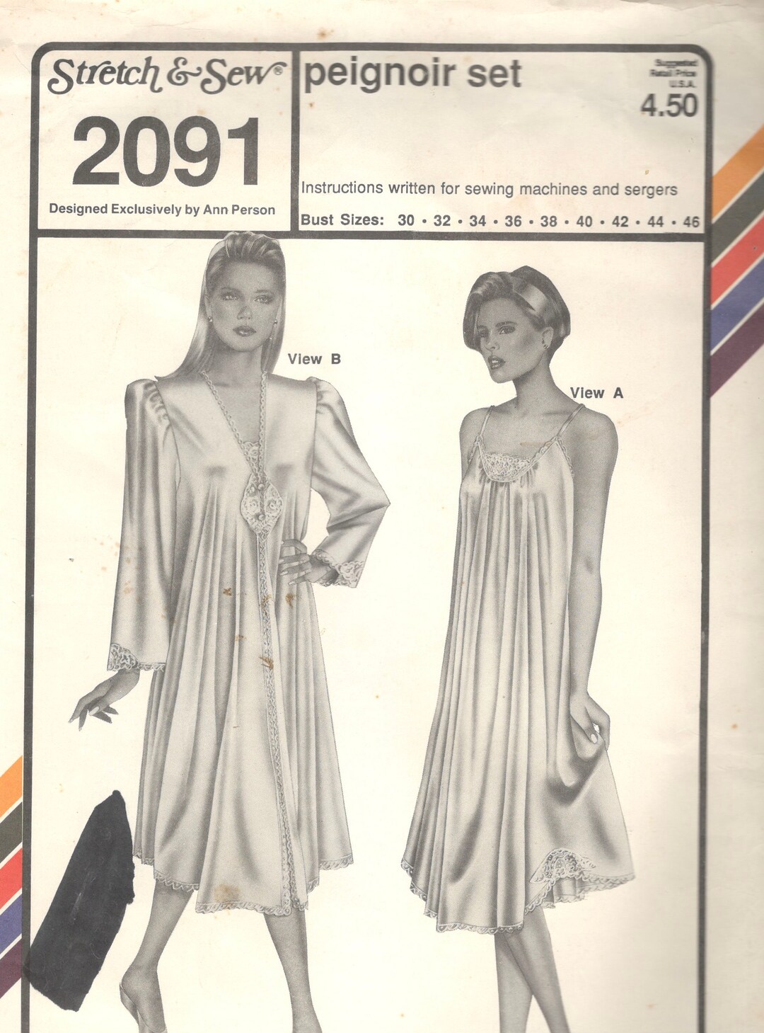 Stretch & Sew 2091 1990s Peignoir and Nightgown Pattern NEGLIGEE Robe ...