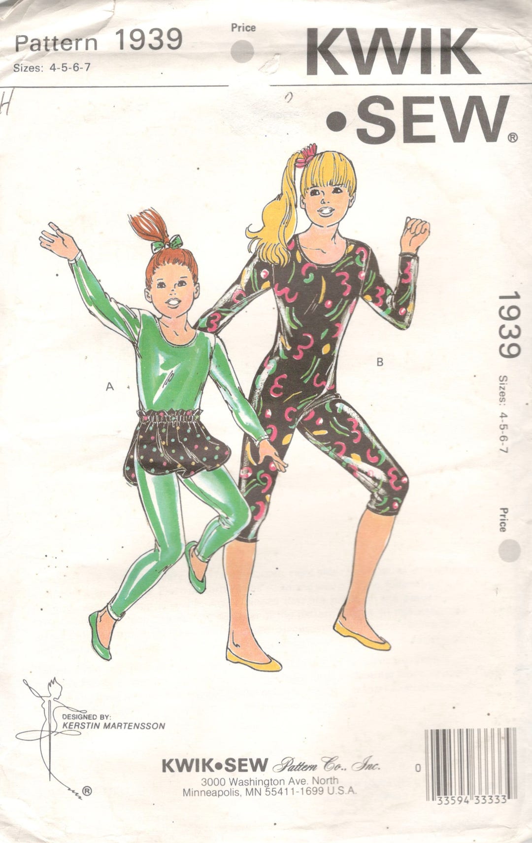 Kwik Sew 1939 1980s Girls Dance Gymnastics Unitards and Skirt Pattern ...