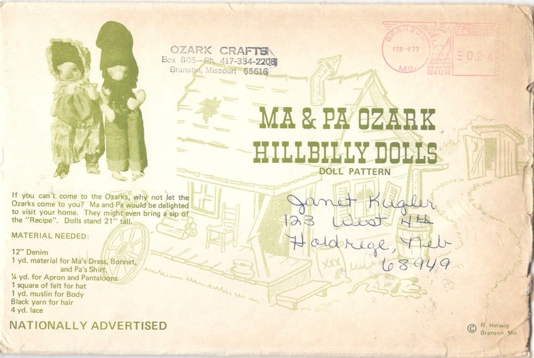 1970s Ozark Ma & Pa Hillbilly Dolls Pattern Vintage Sewing Pattern ...
