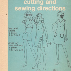 Simplicity 8251 1960s Misses V Neck Beach Dress Bra and Shorts Pattern ...