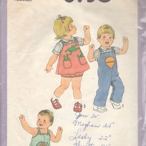 1970s Simplicity 8950 Toddlers Overalls Rompers Panties Jumper Pattern ...