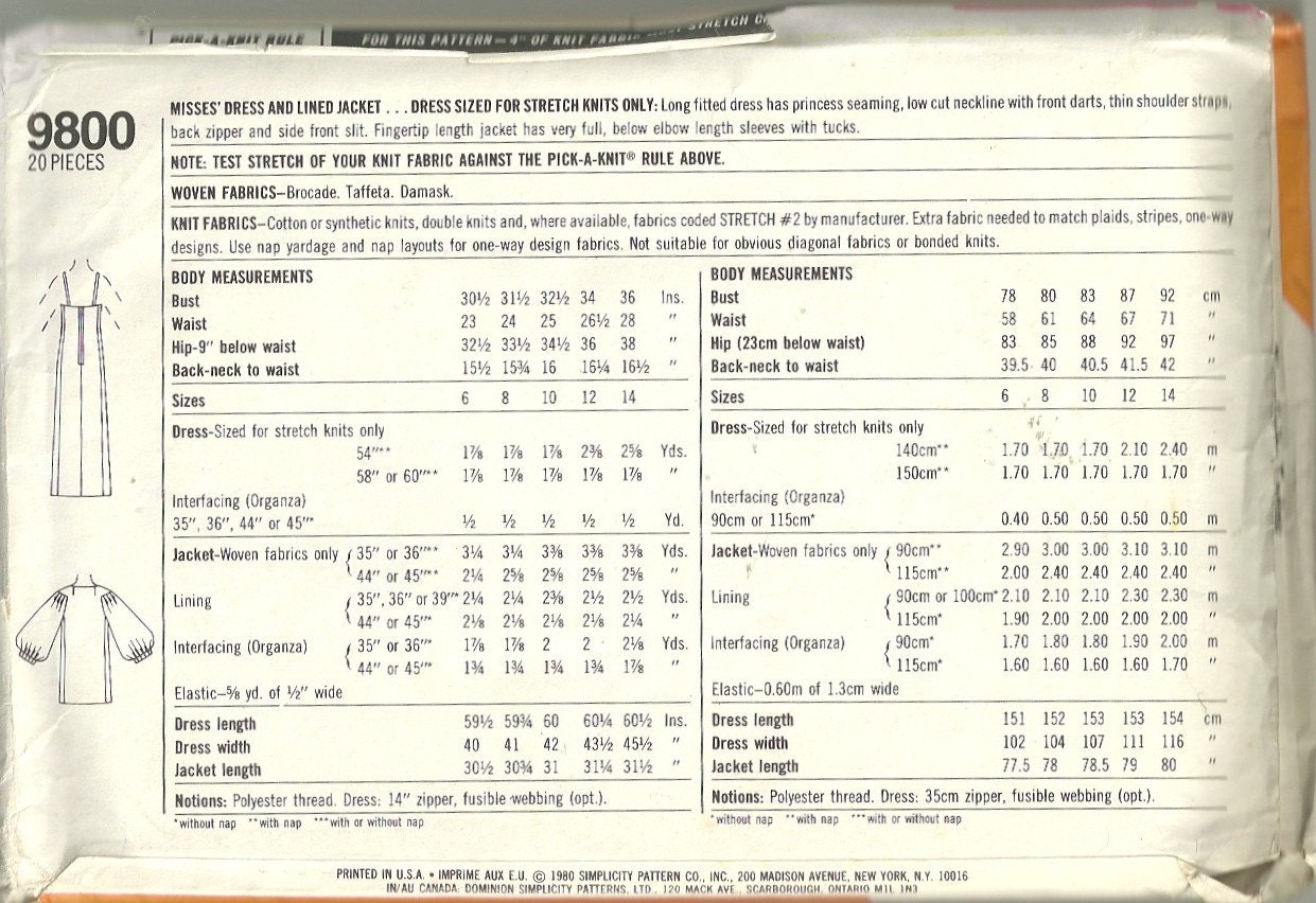 Simplicity 9800 1980s Pauline Trigere Misses Princess Seam - Etsy