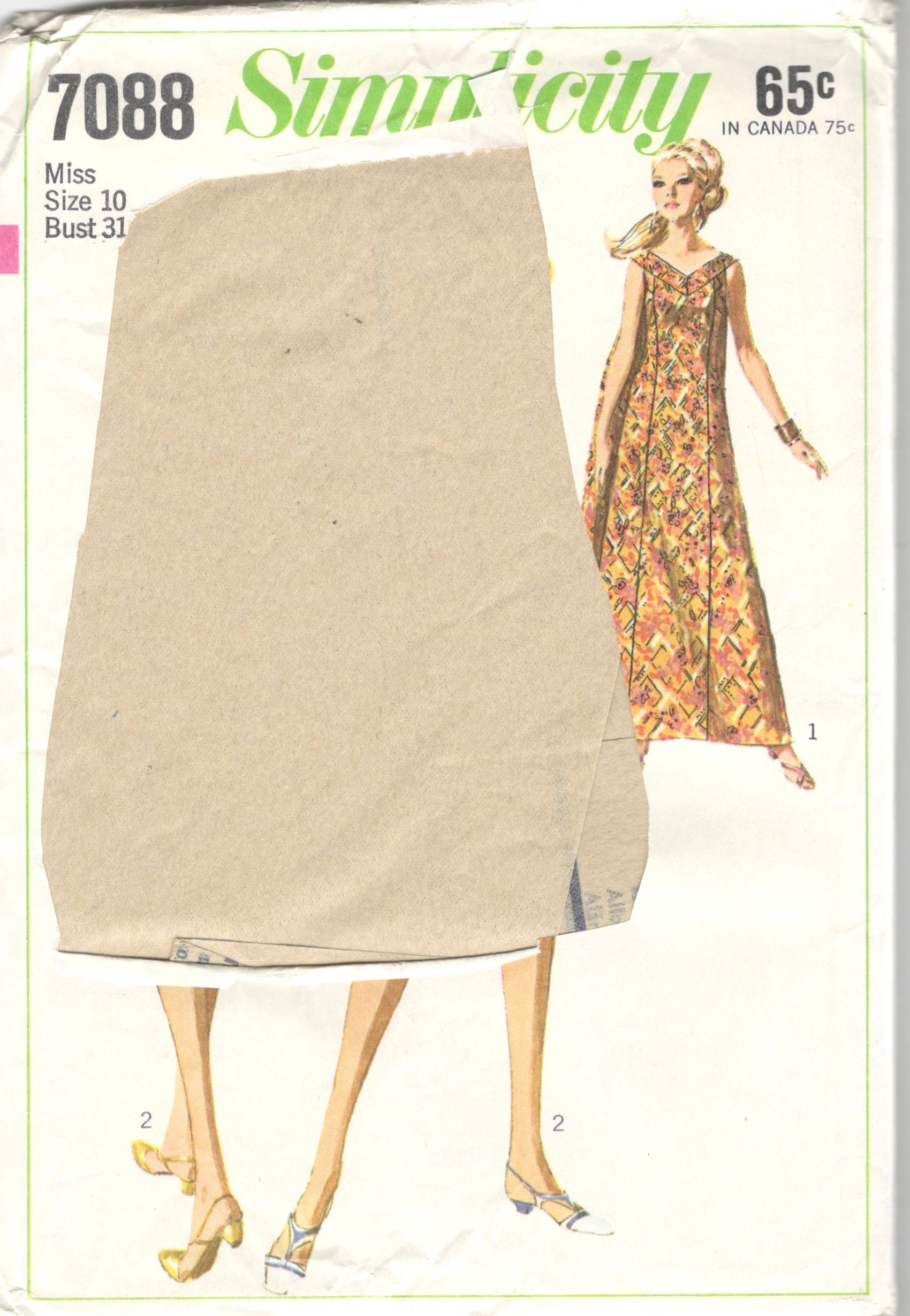 1960s Simplicity 7088 Misses Muu Muu Pattern Fitted Waterfall - Etsy