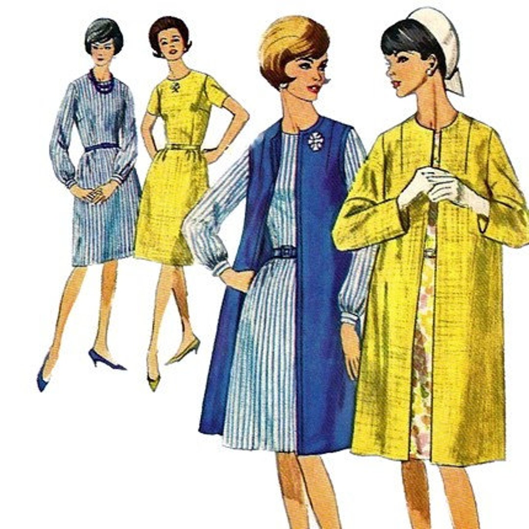 Simplicity 5791 1960s Half Size Jackie O Dress and Coat Pattern Womens ...